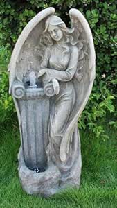 Amazon.com : Stone Effect Angel Water Feature with LED Lights : Patio ...