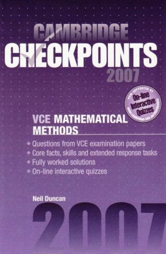Cambridge Checkpoints VCE Mathematical Methods Units 3 and 4 2007 ...