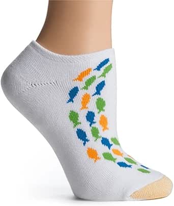 Gold Toe Women's Liner Fish Sock, White/Blue, 9-11 (Shoe Size 6-9) at ...