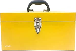 16" Large Tool Box Organizer Portable Metal Toolbox Locking Tool Box Fishing Tackle Box Metal ...