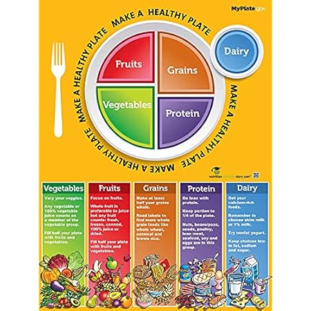 Amazon.com: Nutrition Education Poster | Adult Healthy Eating from Head ...