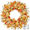Amazon.com: 24 Inch Fall Wreath with Lights,Fall Door Wreath with Wheat ...