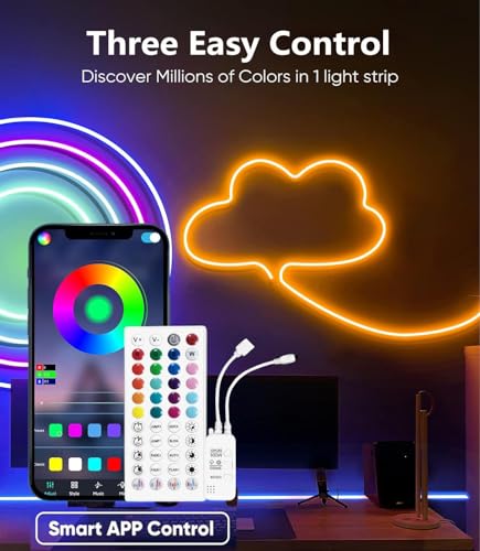 iNextStation Neon LED Strip Light, 5M RGB LED Light with APP/Remote ...