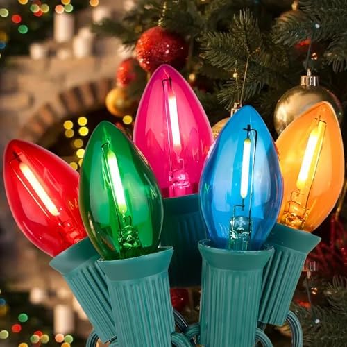 C7 Christmas LED String Lights, 25Ft C7 Vintage Clear Multicolor Lights ...