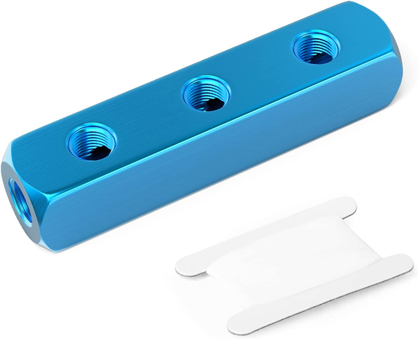 TAILONZ PNEUMATIC 1/4" Blue 3 Way 6 Port Aluminum Pneumatic Manifold ...