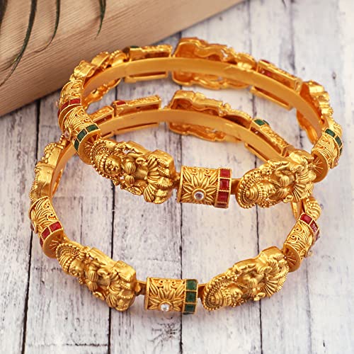 Buy Mansiyaorange One Gram Gold Two Ruby Potta Stone Traditional ...