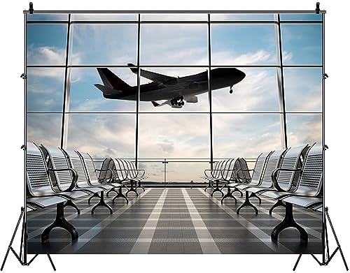 Amazon.com : Airport Terminal Backdrop Airplane Airport Departure ...