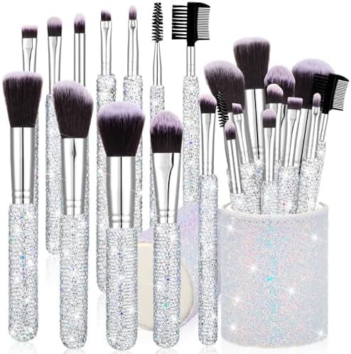 Amazon.com: Nuogo 13 Pcs Rhinestone Makeup Brushes Set 12 Bling Crystal ...