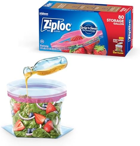 Amazon.com: Ziploc Gallon Food Storage Bags, Grip 'n Seal Technology ...
