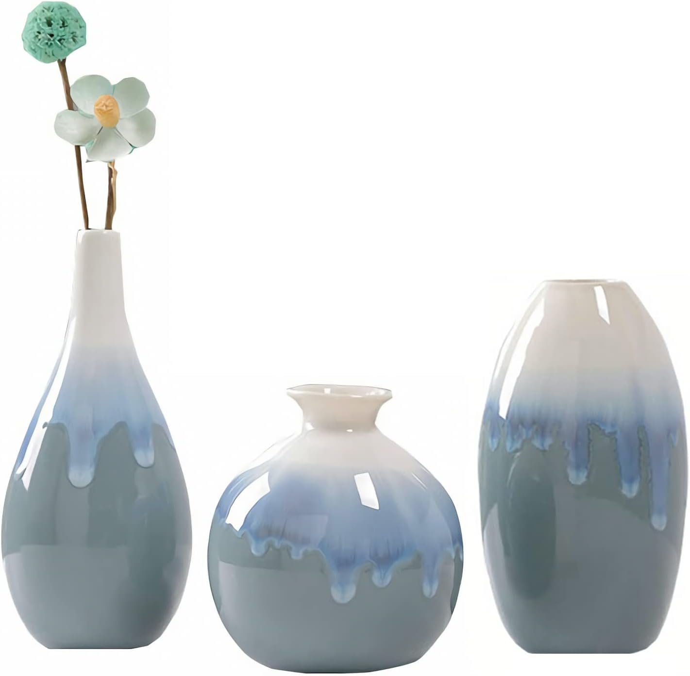 Amazon.com: BEGAAFJGA Ceramic Vase Set of 3,Small Vases for Decor ...