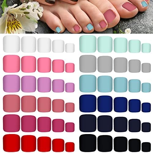 Amazon.com: Maitys 720 Pieces Fake Toenails Short False Toe Nails Press ...