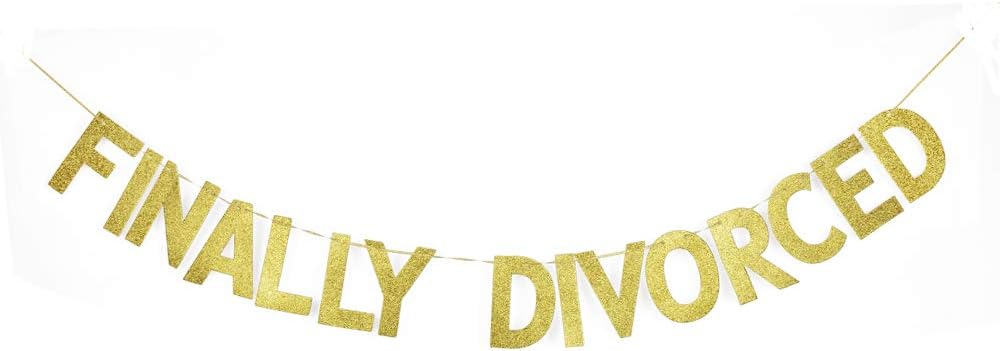 Amazon.com: Finally Divorced Banner, Gold Gliter Paper Sign Decors for ...