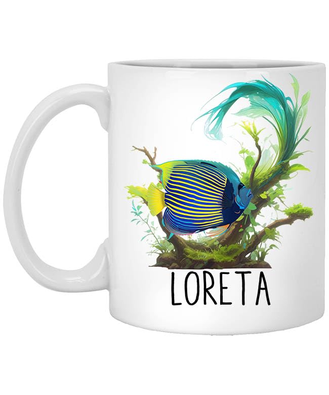 Amazon.com: Royal Angelfish - Tropical Fish Name Loreta 11oz White Mug ...