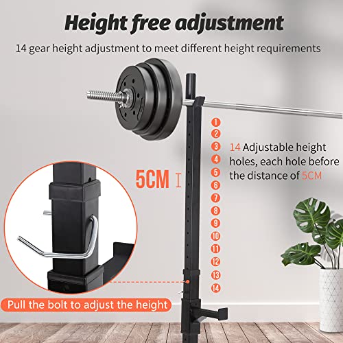 Snapklik.com : Squat Rack Adjustable Barbell Bench Press Stands 40-66 ...