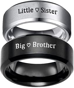 Amazon.com: Personalized Big Brother Little Sister Rings Free Engraving ...
