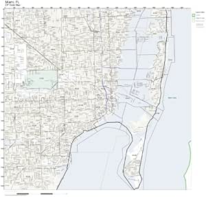 Amazon.com: Working Maps Zip Code Wall Map of Miami, FL Zip Code Map ...