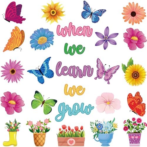 Amazon.com: Spring Bulletin Board Decorations Flower Paper Cutouts ...