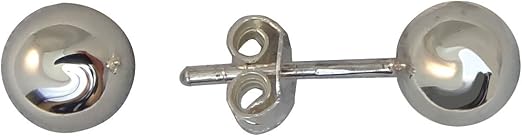 Amazon.com: 0.25" Sterling Silver Ball Stud Earrings with Friction Post ...