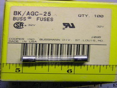 100 Buss BK/AGC-25, 25A 35V 1/4"X 1-1/4" Fuses: Amazon.com: Tools & Home Improvement