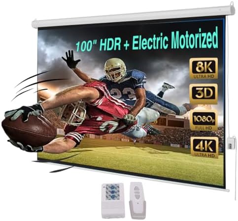 Amazon.com: Kshioe Motorized Projector Screen with Remote Control, No ...