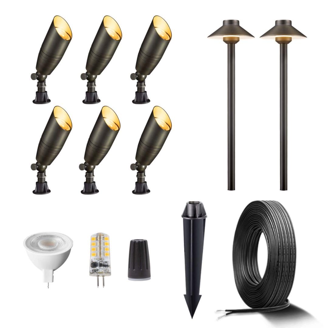 Gardenreet Brass LED Low Voltage Wired Landscape Lights Kit (6 ...