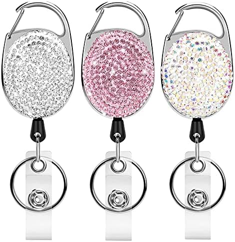 Retractable Key Fob 3 Pieces ID Card Holder Key Roll Key Ring ...