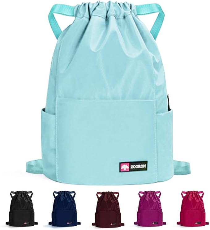 Amazon.com | ZOORON Waterproof Drawstring Gym Backpack Bag for Men ...