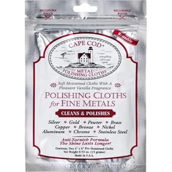CAPE COD Polish Metal Polishing Cloths Foil Pouch 0.53Oz,White : Amazon ...
