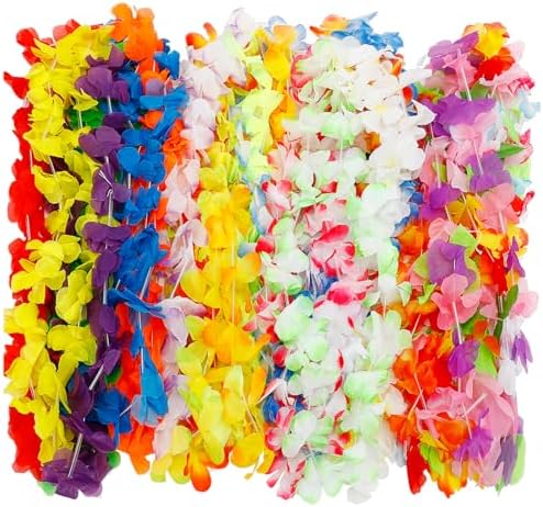 Amazon.com: Joyin Toy 24 Counts Hawaiian Leis Bulk, Tropical Flower Lei ...