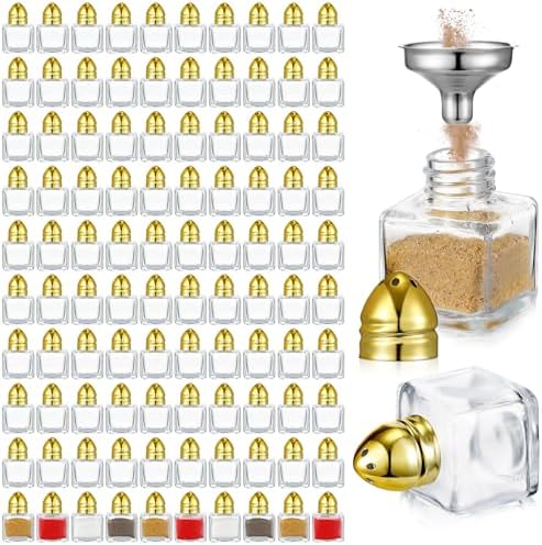 Amazon.com: Mimorou 100 Pack Mini Salt and Pepper Shakers Bulk 0.5 Oz, Small Cube Glass Spice ...