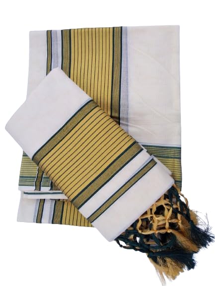 Buy Dharani Collections, Kerala Kasavu Gold Fancy Kunjam Set Mundu 2 * ...