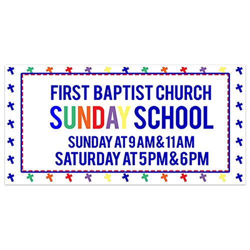 Amazon.com: Church Sunday School Banner Personalized Backdrop ...