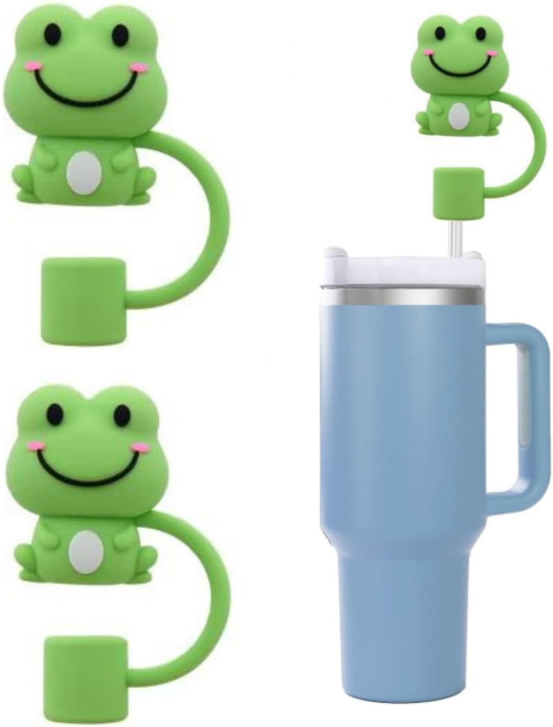 Amazon.com: Cute Frog Straw Tips Cover,Silicone Animals Straw Cover ...