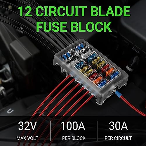 Snapklik.com : 12V Fuse Block 12 Circuit Fuse Box Kit