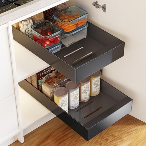 COVAODQ 2 Pack Out Drawer Storage Shelves for Kitchen Cupboard, Heavy ...