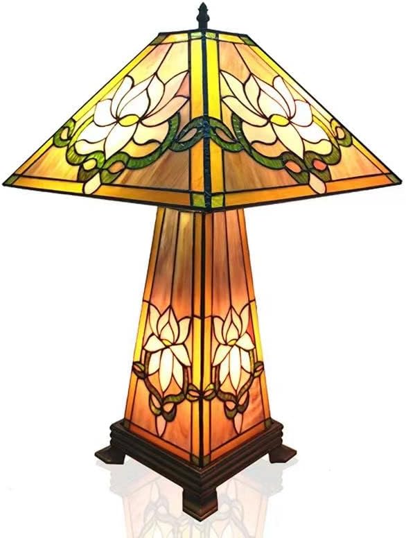NADUOXRK Tiffany Figure Table Lamp, Lotus Style, Alloy Base, 19.2-inch ...