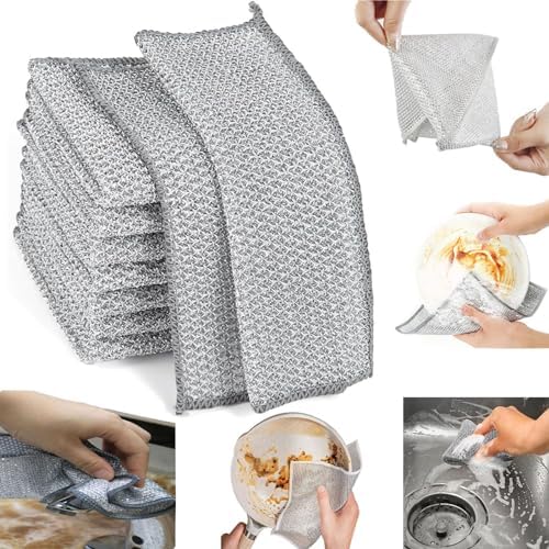 Amazon.com: mechgee Non Scratch Wire Dishcloth Rag Two Layer Wire ...