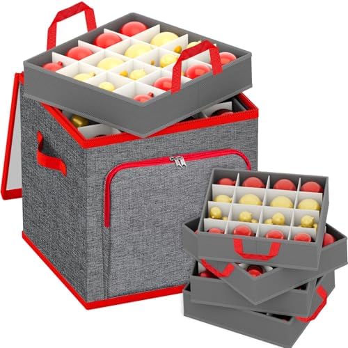 Christmas Ornament Storage Box with Dividers, Christmas Balls Storage ...