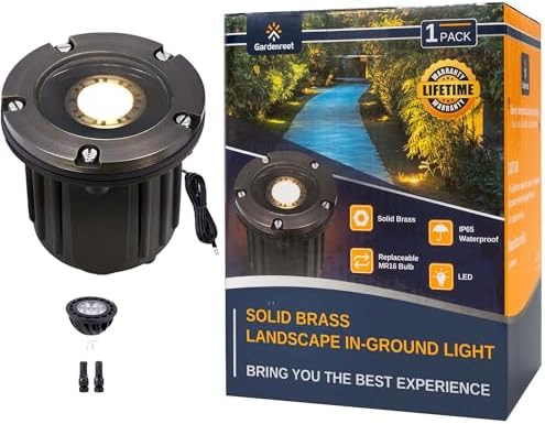 Gardenreet In Ground Well Light - Brass 12V LED Outdoor Waterproof ...