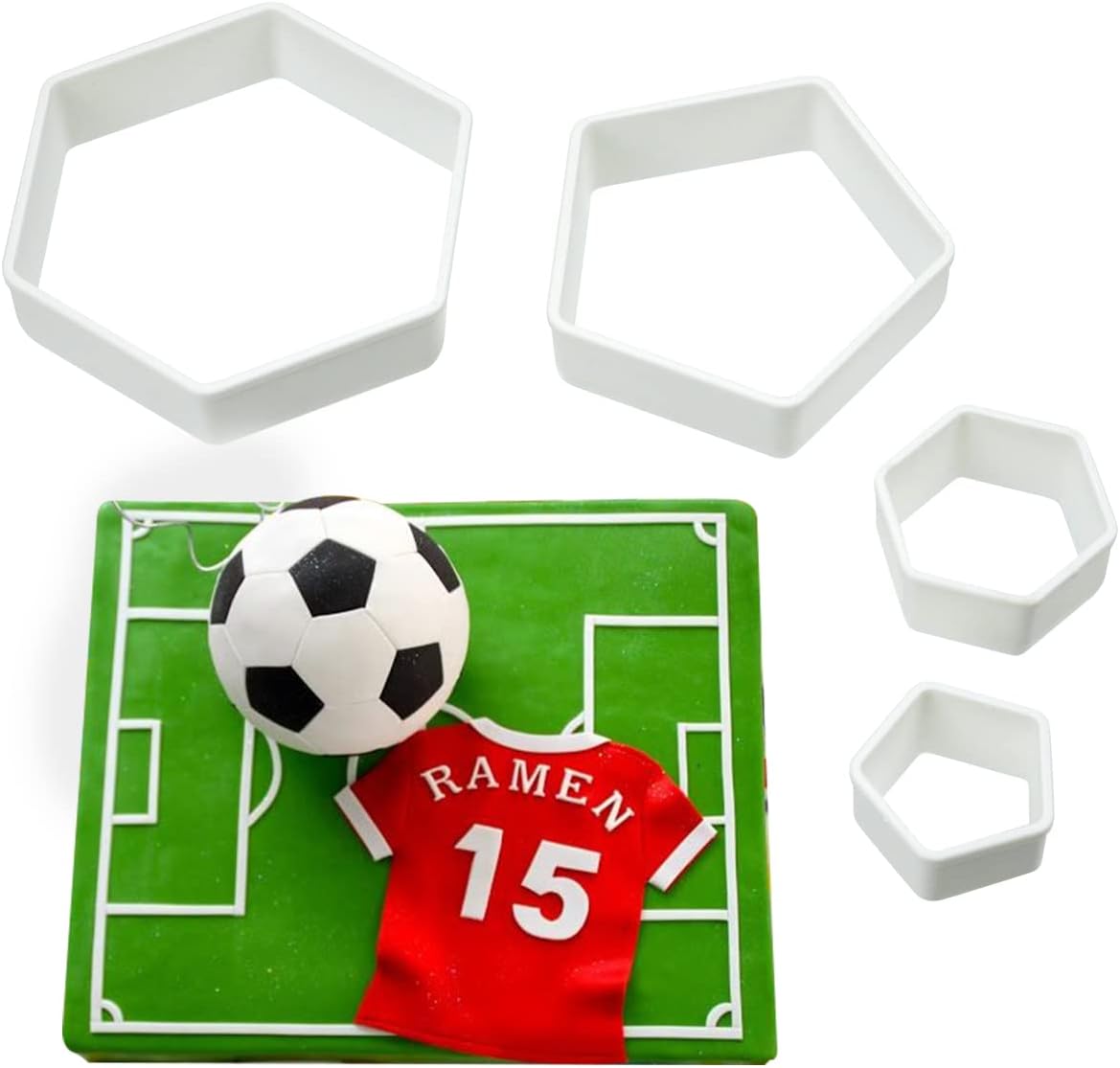 4 Pieces Football Pattern Cookie Cutters,Hexagon Cookie Cutter, Soccer ...