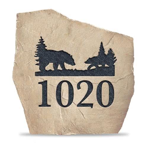 Amazon.com: Personalized Bear Address Stone - Address Sign Garden Stone ...