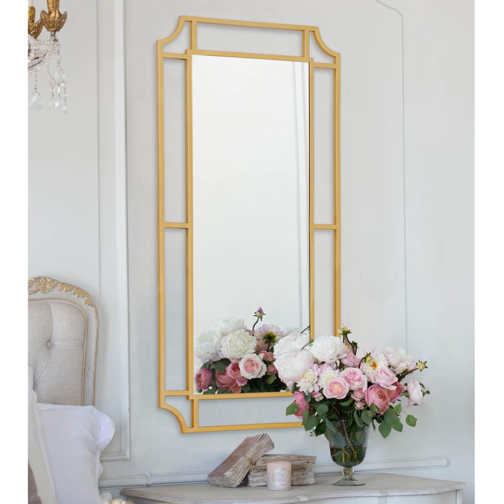 Amazon.com: Autdot Gold Mirror with Metal Frame, 47'' x 24'' Large Wall ...
