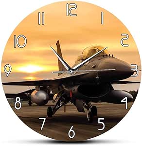 Amazon.com: Geek Alerts 12inch Silent Clock F16 Falcon Fighter Jet ...