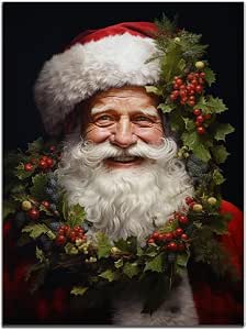 Amazon.com: Traditional Santa Claus Poster Festive Christmas Canvas ...