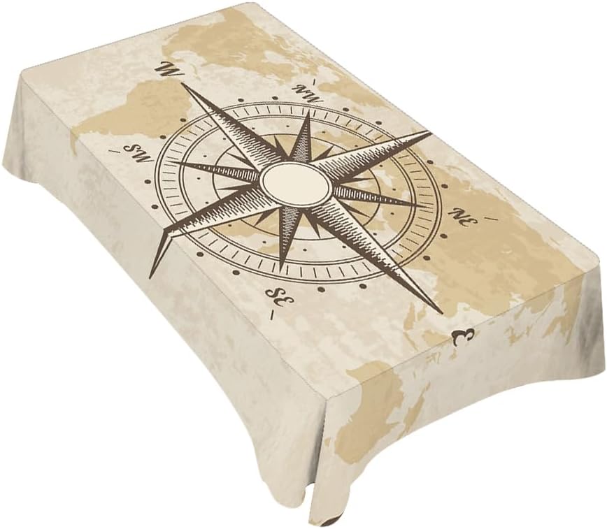 Amazon.com: TKS MITLAN Compass Decorative Rectangle Tablecloth Old ...