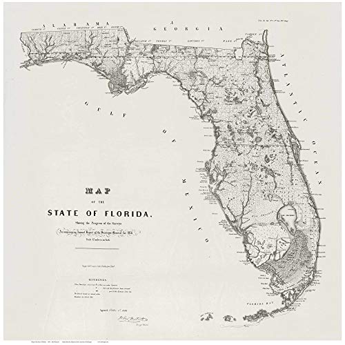 Amazon.com: Florida 1856 State Map - By Surveyor General Westcott ...