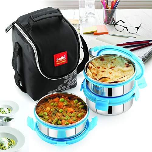 Buy Fresh Stainless Steel Lunch Box Set, 460ml, Set of 3, Blue Online ...