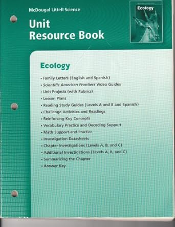 McDougal Littell Science: Unit Resource Book Grades 6-8 Ecology ...