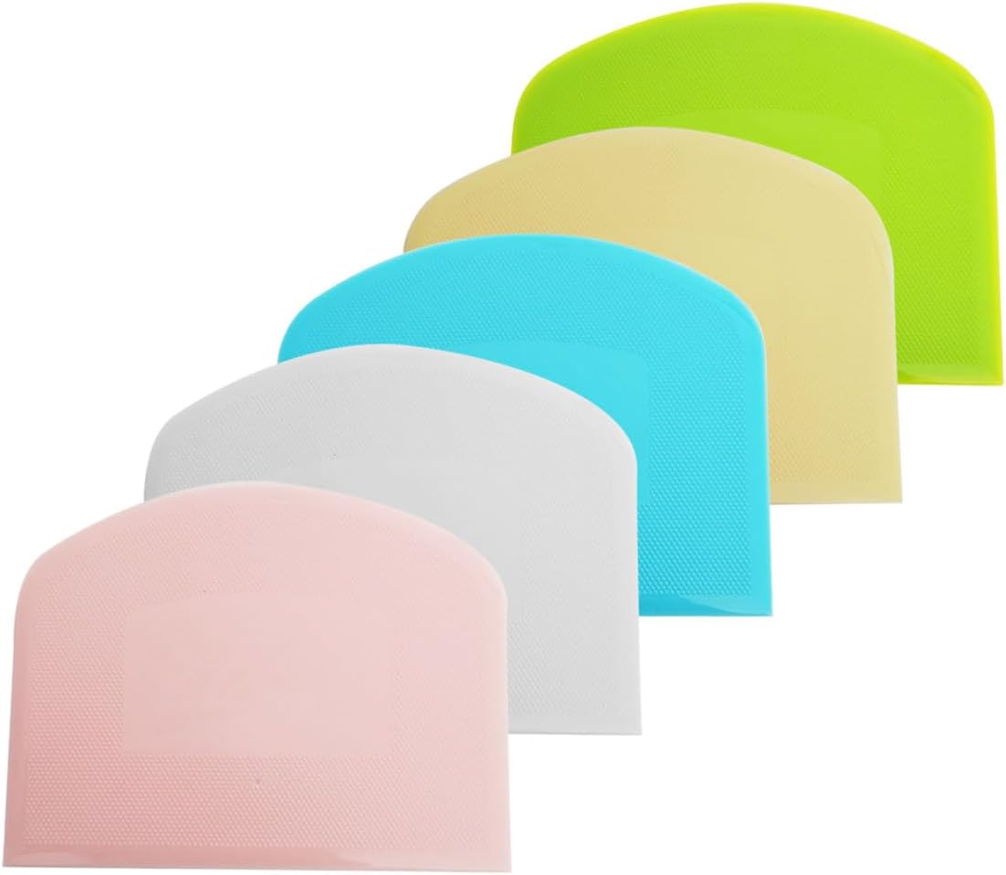 Amazon.com: 5 Pack Dough Scraper, Plastic Bench Scraper for Baking ...