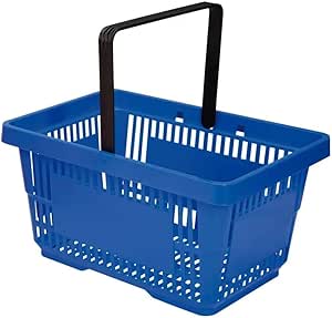 5 x Shopping Baskets Blue 20 L Stackable Retail Plastic Folding Carry ...